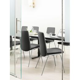Polsterstuhl stressless "Laurel", grau (rock paloma, chrom matt), B:57cm H:92cm T:59cm, Leder PALOMA: PALOMA ist ein durchgef&auml;rbtes Semianilin-M&ouml;belleder mit nat&uuml;rlicher Narbung., St&uuml;hle, Polsterstuhl, Low Back, Gr&ouml;&szlig;e L, mit Beinen aus Stahl in Chrom matt