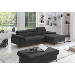 Ecksofa COTTA "Kitty L-Form, B: 242 cm", schwarz, B:244cm H:72cm T:166cm, Microfaser (100% Polyester);Flachgewebe (100% Polyester), Sofas, Ecksofa, mit Kopfteilverstellung, optional Bettfunktion & Bettkasten