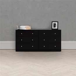 Sideboard Home Affaire "May, Aufbewahrung, Schubkastenkommode, Stauraum, Scandi-stil", schwarz, B:143,1cm H:68,3cm T:31,7cm, Spanplatte, Sideboards, Mit 6 Schubladen, Knopfgriffen, mehrere farben, T: 30 x B: 143 cm