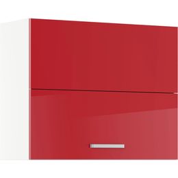 Faltlifthängeschrank IMPULS KÜCHEN ""Turin", Breite/Höhe: 90/72,3 cm", rot (rot hochglanz), B:90cm H:72,3cm T:34,5cm, Holzwerkstoff, Schränke, vormontiert, mit Drehtüren, mit verstellbaren Fachböden