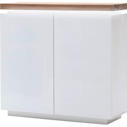 Highboard MCA furniture "Romina", weiß (weiß matt), B:120cm H:114cm T:40cm, MDF, Massivholz, Sideboards, mit LED Beleuchtung weiß dimmbar, inkl. Fernbedienung