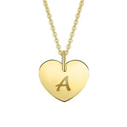 Kettenanh&auml;nger ONE ELEMENT "Herz Herz", gold, Schmuckanh&auml;nger, Damen, A, Gelbgold 333 Gold, Gelbgold 333, Gold, Kettenanh&auml;nger, mit Gravur A Buchstaben Anh&auml;nger &ndash; aus 333 Gelbgold