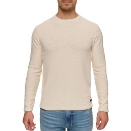 Strickpullover INDICODE "INMacedonia", Herren, Gr. L, grau (fog), Strick, Obermaterial: 70% Baumwolle, 30% Leinen, unifarben, regular fit, Rundhals, Pullover
