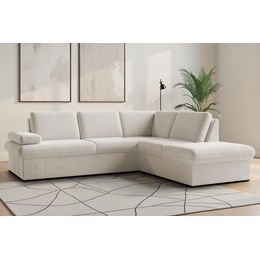 Sit & More Ecksofa SIT & MORE "Moreno L-Form, B: 238 cm", beige (creme), B:238cm H:82cm T:202cm, 100% Polyester, Sofas, Ecksofa, mit Armteilverstellung, optional Bettfunktion