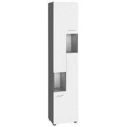 Hochschrank Welltime "Tias", weiß (grau matt, weiß hochglanz), B:40cm H:182cm T:30cm, MDF, Schränke, Hochschrank mit 4 Einlegeböden - (B/T/H) 40/30/182 cm