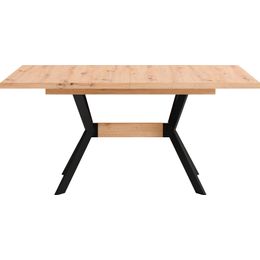 Esstisch ByLiving "Bremen", schwarz (schwarz, artisan eiche), B:160cm H:75cm T:90cm, Tische, Esstisch, ausziehbar mit innenliegender Einlegeplatte, 160 auf 200cm