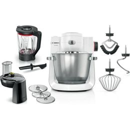 Bosch MUM6EW22 K&uuml;chenmaschine wei&szlig;/edelstahl, 1.600 Watt, Serie 6, Patisserie-Set, Mixaufsatz