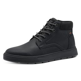 Marco Tozzi Herren Sneaker, Gr. 44schwarz, Lederimitat, Textil, unifarben, Schuhe, Schnürschuh, Schnürboots mit weich abgepolstertem Schaftrand