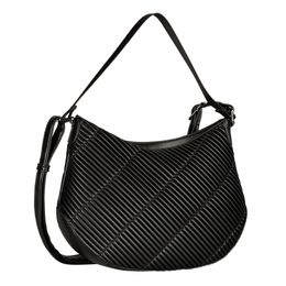 Umhängetasche Gabor "Finley", Damen, Gr. B/H/T: 31cm x 22cm x 7cm, schwarz, Polyurethan, Taschen, abgesteppte Falten auf weichem Lederimitat in diagonaler Linienführung