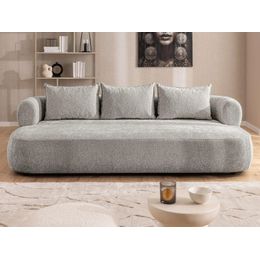 Big-Sofa Home Affaire, B:242cm H:78cm T:122,5cmhellgrau, 100% Polyester, Sofas, "LUSSAC 4-Sitzer Design-Sofa mit Zierkissen, Maße B/T/H: 242/123/78