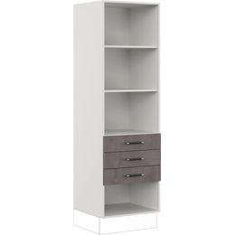 Seitenschrank IMPULS KÜCHEN ""Prag", Breite/Höhe: 60/190,7 cm, mit Soft-Close", grau (beton, optik schiefer dunkelgrau), B:60cm H:190,7cm T:57,6cm, Dekorfolie, Holzwerkstoff, Schränke, vormontiert, mit Schubkästen, mit verstellbaren Fachböden
