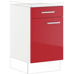 Unterschrank IMPULS KÜCHEN ""Turin", Breite/Höhe: 50/72,3 cm, mit Soft-Close", rot (rot hochglanz), B:50cm H:72,3cm T:57,9cm, Holzwerkstoff, Schränke, vormontiert, mit Schubkasten, mit Drehtür