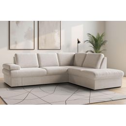 Sit & More Ecksofa SIT & MORE "Moreno L-Form, B: 238 cm", beige (creme), B:238cm H:82cm T:202cm, 100% Polyester, Sofas, Ecksofa, mit Armteilverstellung, optional Bettfunktion