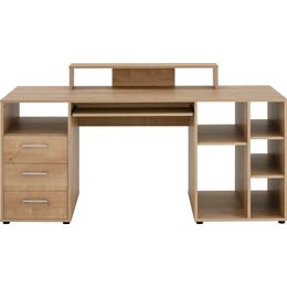 Schreibtisch VOGL M&Ouml;BELFABRIK "Timra", braun (eiche, eiche, eiche), B:160cm H:87,5cm T:67cm, Tische, Schreibtisch, Tastaturauszug, Aufsatz & Towerfach, Breite 160 cm, Made in Germany