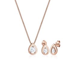 Schmuckset Elli "Set Tropfen Zirkonia Weiß 925 Sterling Silber", rosegold, Schmuck_Sets, Damen, onesize,mit Stein, Silber 925 (Sterlingsilber)
