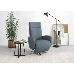 Sit & More TV-Sessel SIT & MORE "Grenoble, inkl. Kopfteilverstellung", blau (blau, grau), B:71cm H:110cm T:82cm, Sessel, wahlweise mit 2 Motoren, Akku & Aufstehhilfe