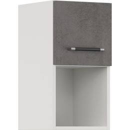 Klapphängeschrank IMPULS KÜCHEN ""Prag und Valencia", Breite/Höhe: 30/57,9 cm", grau (beton, optik schiefer dunkelgrau), B:30cm H:57,9cm T:34,2cm, Dekorfolie, Holzwerkstoff, Schränke, vormontiert, mit Soft-Close, mit Klapptür und offener Nische