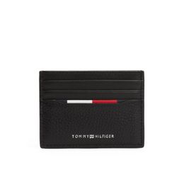 Kartenetui Tommy Hilfiger "TH CENTRAL CC HOLDER", Damen, schwarz, Leder, unifarben, Kleinlederwaren, Unisex Geldbeutel, mit Logoschriftzug und Logoflag