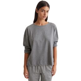 Marc O'Polo Pyjamaoberteil MARC O'POLO "Mix & Match Cotton-Woven", Damen, Gr. L, grau (nordic grau), Jersey, Obermaterial: 100% Baumwolle, relaxed fit hüftlang, Rundhals, Shirts, Rundhalsausschnitt, Seitenschlitze, langärmelig, Baumwolle