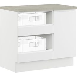 Mehrzweckschrank-Set IMPULS KÜCHEN "Warschau", weiß (weiß mit beton, optik natur), B:100cm H:91,8cm T:60cm, Holzwerkstoff, Pulverlack, Kastenmöbel-Sets, Vielfältige Varianten verfügbar; kombinierbar mit anderen Artikeln
