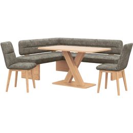 Eckbankgruppe Home Affaire "Louise + Miles Essecke Sitzgruppe Eckbank Küchenbank", beige (silber lining, silber lining,), B:212cm H:86cm T:170cm, FSC-zertifizierter Holzwerkstoff, FSC-zertifiziertes Massivholz, Polyester, Sitzmöbel-Sets, Sitzgruppe Esszimmer Stühle Tisch und Bank bequem gepolstert