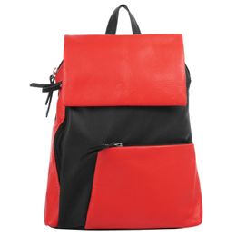 Cityrucksack CLUTY, Gr. B/H/T: 27cm x 30cm x 4cm, onesize, rot, Leder, Rindsleder, Rucksäcke, echt Leder, Made in Italy