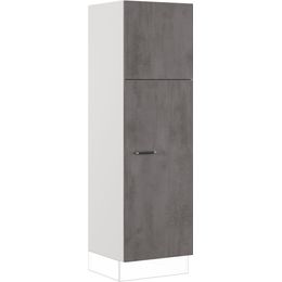 Seitenschrank IMPULS KÜCHEN ""Prag", Breite/Höhe: 60/190,7 cm", grau (beton, optik schiefer dunkelgrau), B:60cm H:190,7cm T:57,6cm, Dekorfolie, Holzwerkstoff, Schränke, vormontiert, mit Drehtür