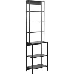 Badregal Welltime "Lodi", schwarz, B:51cm H:190cm T:30cm, FSC-zertifizierter Holzwerkstoff, Regale, Badregal, Hochregal mit Metallrahmen, 6 B&ouml;den - (B/T/H) 51/30/190 cm