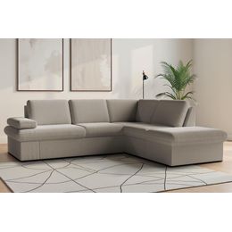 Sit & More Ecksofa SIT & MORE "Moreno L-Form, B: 238 cm", grau (taupe), B:238cm H:82cm T:202cm, 95% Polyester, 5% Polyamid, Sofas, Ecksofa, mit Armteilverstellung, optional Bettfunktion