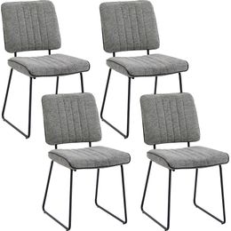 Kufenstuhl ByLiving "Liam 4er-Set", grau (grau, schwarz), B:45cm H:83cm T:61cm, Metall, Polyester, Stoff, St&uuml;hle, Kufenstuhl, moderner Stuhl im praktischen 4er-Set mit Metallgestell