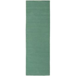 Wollteppich CarpetFine "Gabbeh Lola Uni", blau (t&uuml;rkis), B:80cm H:14mm L:400cm, Wolle, Teppiche, mit nat&uuml;rlichem Pflanzenmaterial von Hand gewebt, auch in Rund