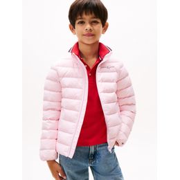 Steppjacke Tommy Hilfiger "ESSENTIAL LIGHT DOWN JACKET", Mädchen, Gr. 7 (122), rosa (light pink), Web, Obermaterial: 100% Polyamid, unifarben, regular fit hüftbedeckend, eingefasste Kante, Jacken, für Kinder bis 16 Jahre, Logodruck auf der Brust