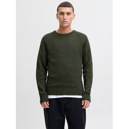 Jack & Jones Rundhalspullover JACK & JONES "JJPANNEL KNIT CREW NECK AW25", Herren, Gr. S, bunt (duffel bag), Strick, Obermaterial: 58% Polyacryl, 42% Baumwolle, unifarben, relaxed fit normal, Rundhals, Pullover Rundhalspullover