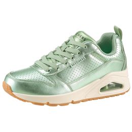 Sneaker Skechers "UNO-METALLIXS", Damen, Gr. 35, gr&uuml;n (mintgr&uuml;n), Leder, metallic, Schuhe Sneaker, Keilsneaker, Plateausneaker, Schn&uuml;rschuh, Halbschuh im Metallic-Look