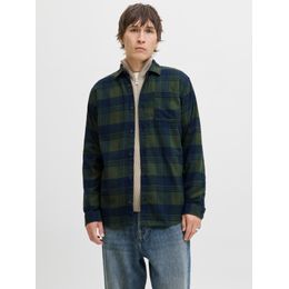 Jack & Jones Langarmhemd JACK & JONES "JJJAMES BUFFALO SHIRT LS", Herren, Gr. XS, N-Gr, duffel bag, Web, Obermaterial: 60% Baumwolle, 40% Polyester, kariert, regular fit normal, Hemden