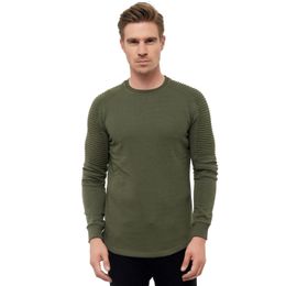 Sweatshirt Rusty Neal, Herren, Gr. L, grün (khaki), 70% Baumwolle, 30% Polyester, unifarben, normal, Rundhals, Sweatshirts, mit geripptem Ärmeldesign