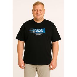 Jack & Jones PlusSize Print-Shirt "JCOCONDOR TEE SS CREW NECK FST PLS", Herren, Gr. 3XL, schwarz, Jersey, Obermaterial: 100% Baumwolle, JACK & JONES PLUSSIZE, bedruckt, regular fit normal, Rundhals, Shirts