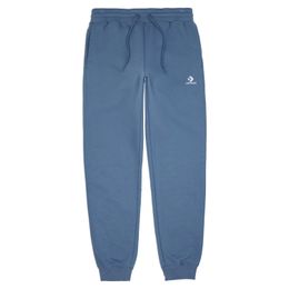 Jogginghose Converse "Converse GO-TO EMBROIDERED STAR CHEVRON STANDARD-FIT FLEECE SWEATPANT", Herren, Gr. S, N-Gr, blau (lakeside blau), Sweatware, Obermaterial: 80% Baumwolle, 20% Polyester, Hosen
