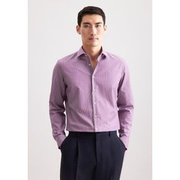 Businesshemd Seidensticker "Schwarze Rose", Herren, Gr. XL (43), normale &Auml;rmell&auml;ngen, lila, 100% Baumwolle, gestreift, slim fit, 2-Knopf-Manschette, Hemden, Slim 1/1 Kentkragen Gestreift