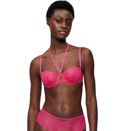 Balconette-BH Triumph "That Night In Vegas", Damen, Gr. 90, Cup C, rosa (flashy pink), Mesh, Spitze, Obermaterial: 47% Polyester, 43% Polyamid, 10% Elasthan, BHs Balconette-BH, Komfort-B&uuml;gel, abnehmbare Tr&auml;ger, weich, Spitze, Mesh