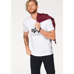 T-Shirt Alpha Industries "Basic T-Shirt", Herren, Gr. XXL, weiß, Single Jersey, Obermaterial: 100% Baumwolle, bedruckt, regular fit normal, Rundhals, normaler Saum, Shirts
