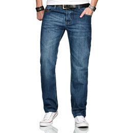 Comfort-fit-Jeans Alessandro Salvarini "ASMarco", Herren, Gr. W32L34, L&auml;nge 34, blau (as201, mittelblau), Obermaterial: 100% Baumwolle, Jeans, mit geradem Bein
