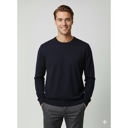 Rundhalspullover Selected Homme "SLHZREG-KRIS KNIT LS CREW NECK D", Herren, Gr. M, schwarz sapphire detail:melange, Strick, Obermaterial: 100% Baumwolle, meliert, regular fit, Rundhals, Rippbündchen, Pullover