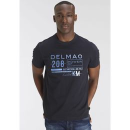 T-Shirt DELMAO, Jungen, Gr. S (44/46), blau (dunkelblau), Single Jersey, Obermaterial: 100% Baumwolle, bedruckt, normal, Rundhals, Shirts T-Shirt, Kurzarm, bedruckt, Rundhals, aus 100% Baumwolle