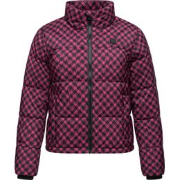 Winterjacke Ragwear "Serah Print", Damen, Gr. L (40), pink (fuchsia), Au&szlig;enmaterial: 100% Polyester. Innenfutter: 100% Polyester. Wattierung: 100% Polyester, gerade h&uuml;ftlang, hoch geschlossener Ausschnitt, &Auml;rmel ohne &Auml;rmelschlitz Rippstrickb&uuml;ndchen, Jacken Winterjacke, wasserdichte Winter Steppjacke mit Hahnentritt Muster