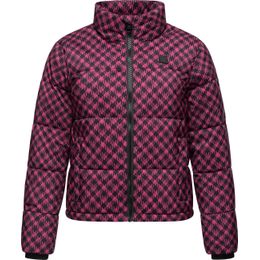 Winterjacke Ragwear "Serah Print", Damen, Gr. XS (34), pink (fuchsia), Au&szlig;enmaterial: 100% Polyester. Innenfutter: 100% Polyester. Wattierung: 100% Polyester, gerade h&uuml;ftlang, hoch geschlossener Ausschnitt, &Auml;rmel ohne &Auml;rmelschlitz Rippstrickb&uuml;ndchen, Jacken Winterjacke, wasserdichte Winter Steppjacke mit Hahnentritt Muster