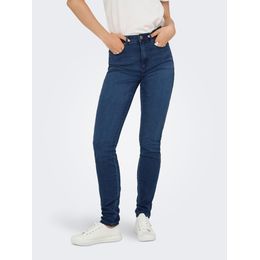 Skinny-fit-Jeans Only "ONLRAY HIGH WAIST SKINNY DNM BOX", Damen, Gr. M (38), L&auml;nge 32, blau (dunkelblau denim), Denim/Jeans, Obermaterial: 69% Baumwolle, 29% Polyester, 2% Elasthan, unifarben, skinny fit, Jeans