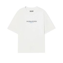 Jack & Jones T-Shirt JACK & JONES "JORBILLYBURG TEE SS CREW NECK FST", Damen, Gr. XS, wei&szlig; (hellwei&szlig;), Jersey, Obermaterial: 100% Baumwolle, bedruckt, regular fit normal, Rundhals, Shirts T-Shirt