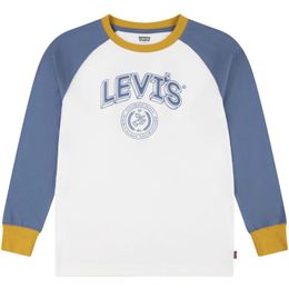 Langarmshirt LEVI'S KIDS "LVB PREP COLORBLOCK LONGSLEEVE", Jungen, Gr. 14 (164), weiß (cloud dancer), Obermaterial: 100% Baumwolle, colorblocking, Rundhals, Shirts, for BOYS