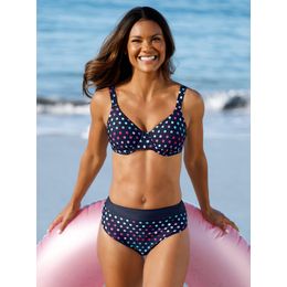 B&uuml;gel-Bikini-Top feel good, Damen, Gr. 44, Cup D, bunt (marine, magenta, bedruckt), Elasthan, Polyamid, Bikini-Oberteile